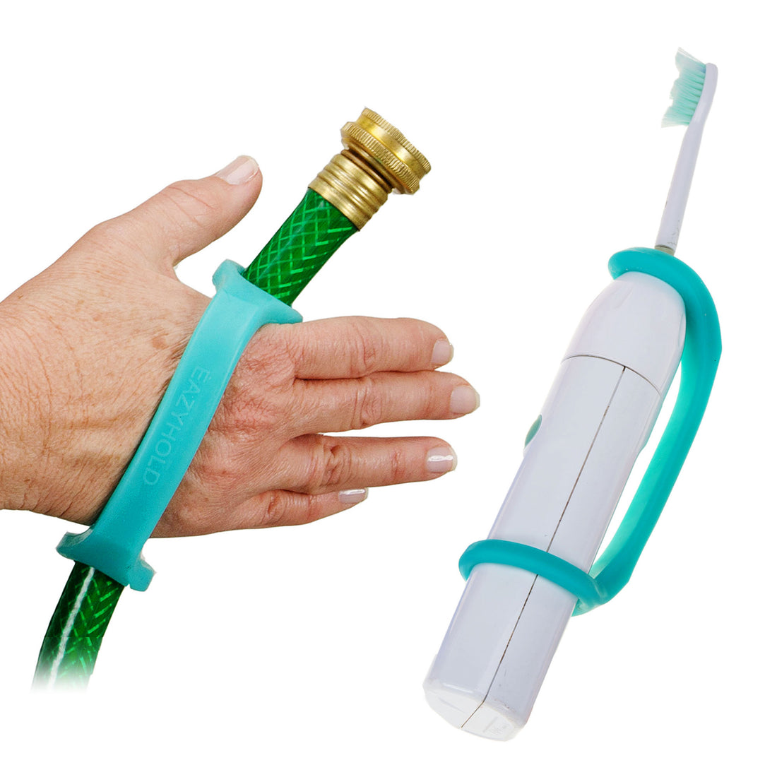 EaZyHold Aqua Universal Cuff Hand Gripper, Silicone Adaptive Grip Aid
